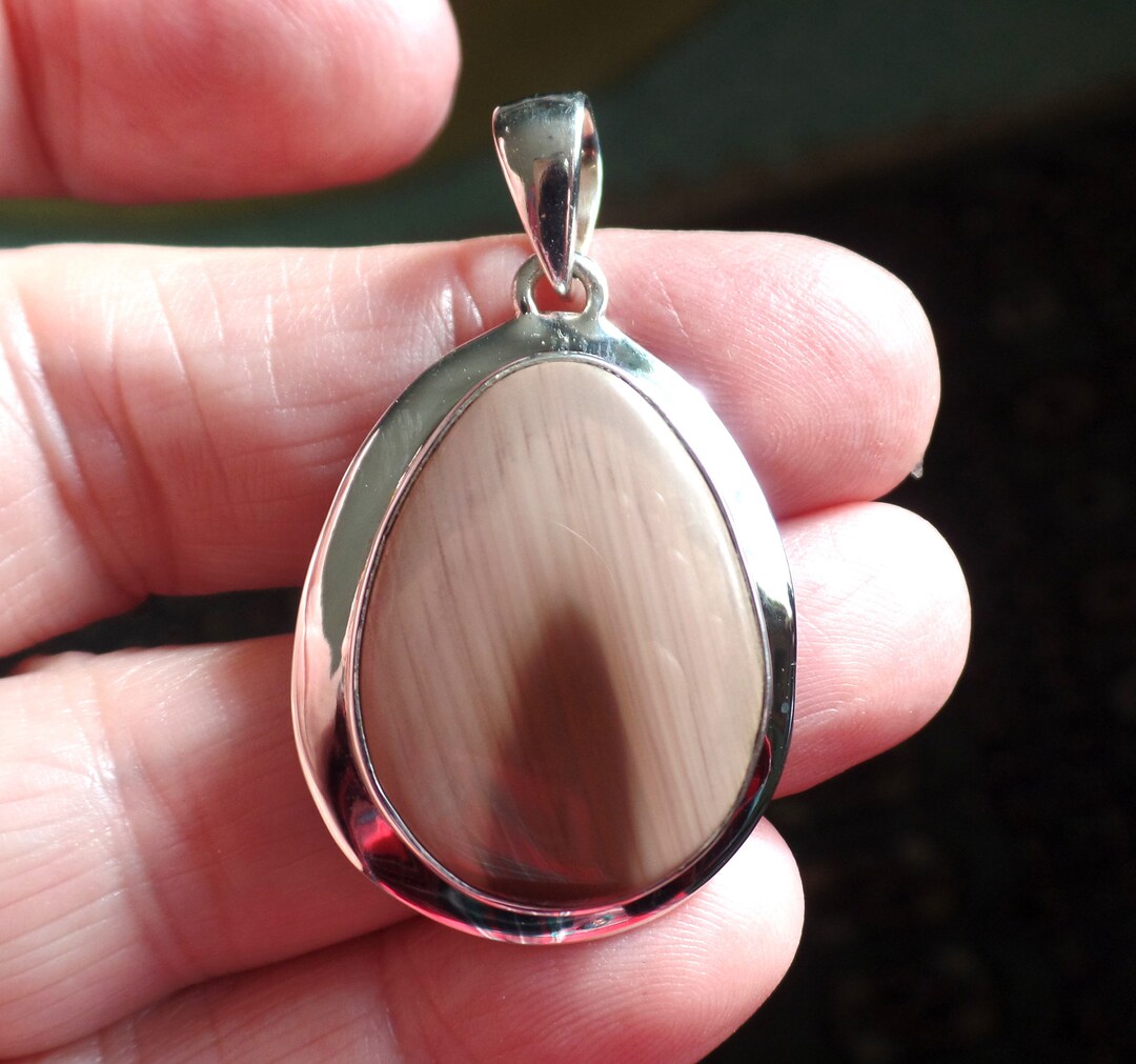 Chunky Sterling Silver and Mexican Imperial Jasper Pendant 9.3g Fab ...