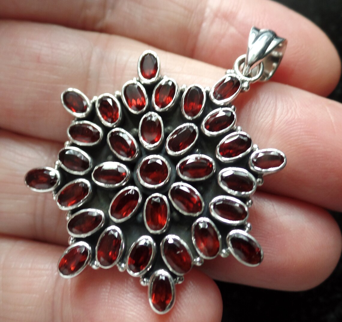 Absolutely Gorgeous Sterling Silver and Garnet Star Pendant January ...