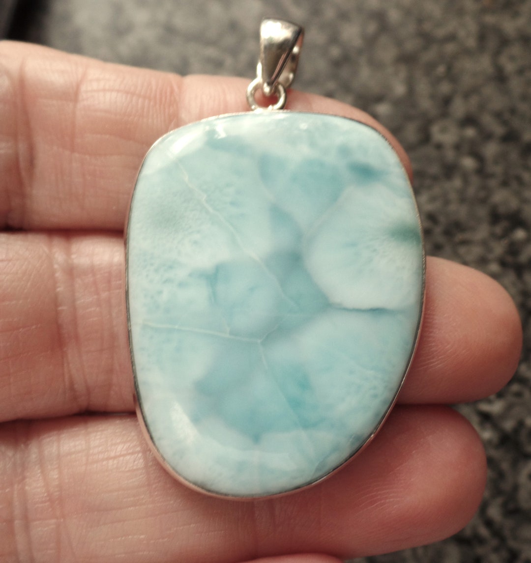 Sterling Silver and Dominican Larimar Pendant 18.0g Atlantis Stone ...