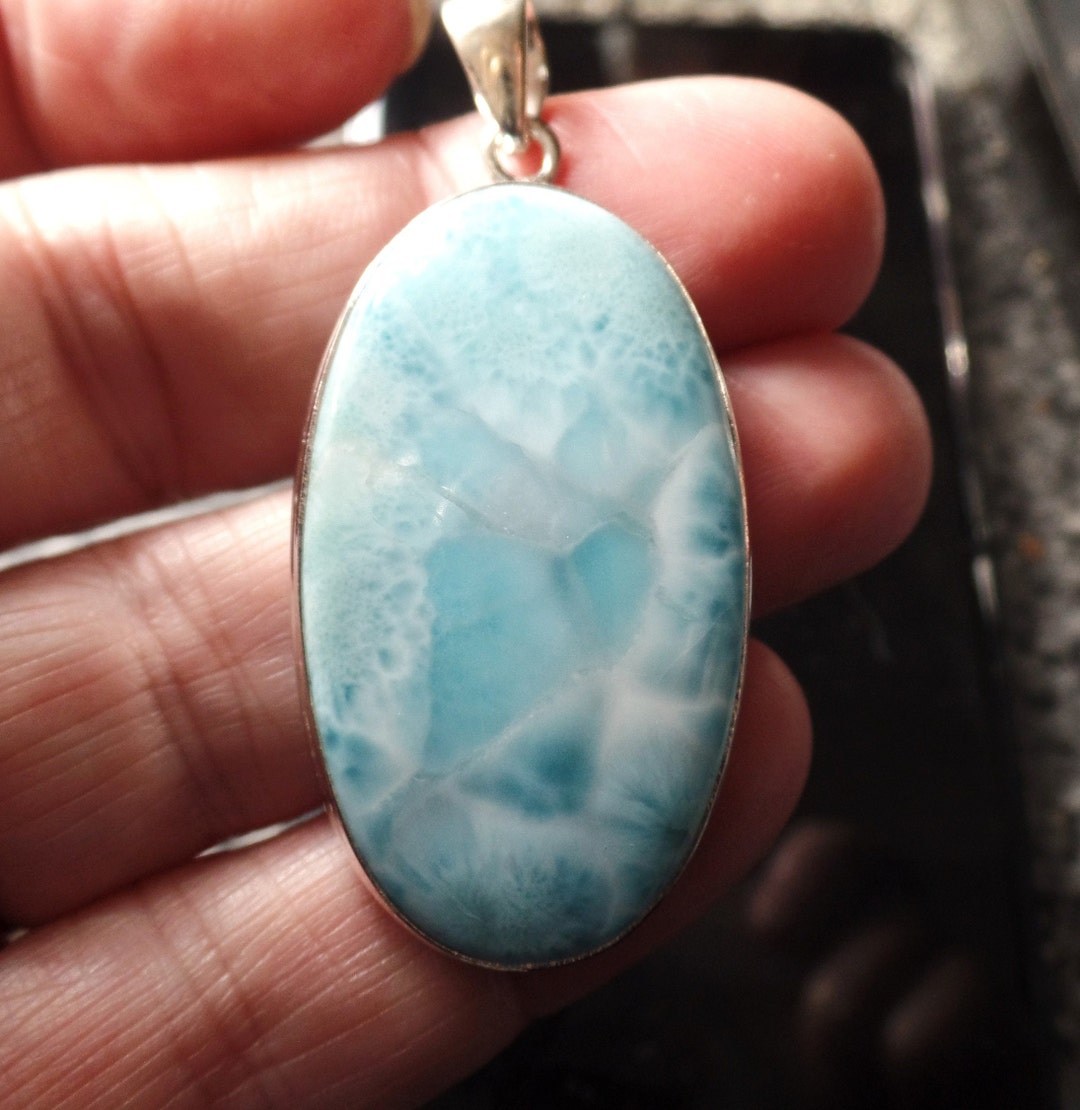 Sterling Silver and Dominican Larimar Pendant 16.0g Atlantis Stone ...