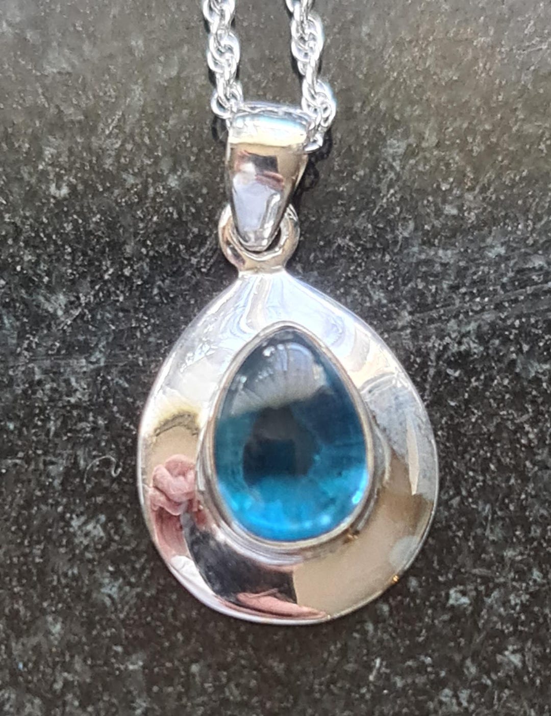 Vibrant and Unusual Sterling Silver and Cabochon Swiss Blue Topaz ...