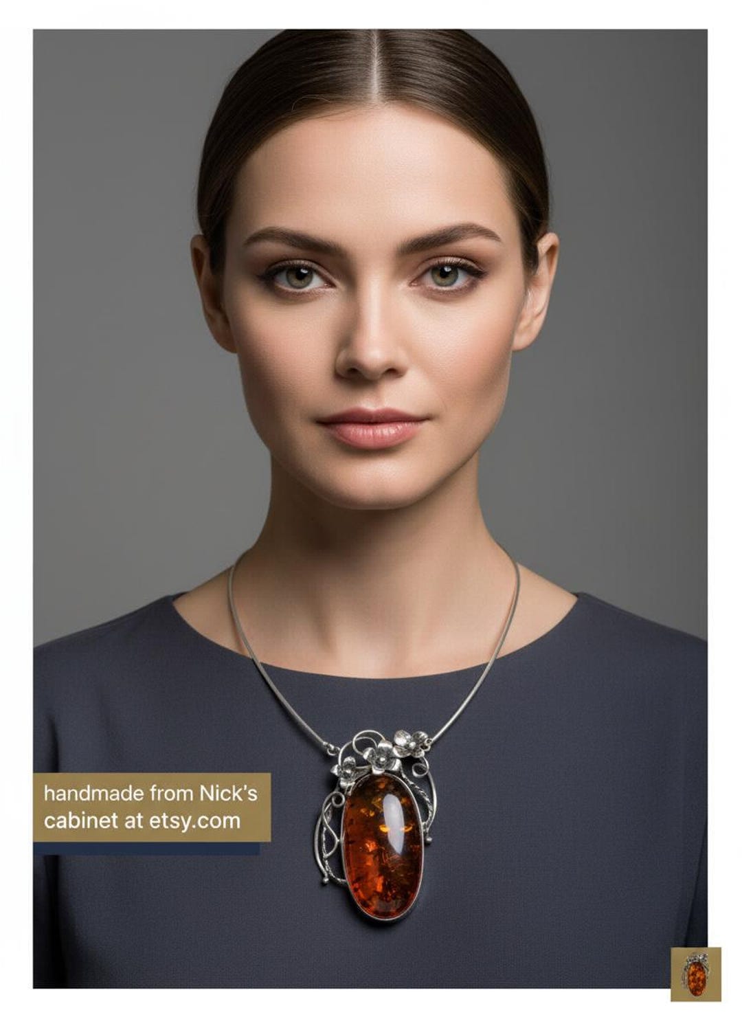 Monster Sterling Silver and Baltic Cognac Amber Extendable Necklace 63g ...