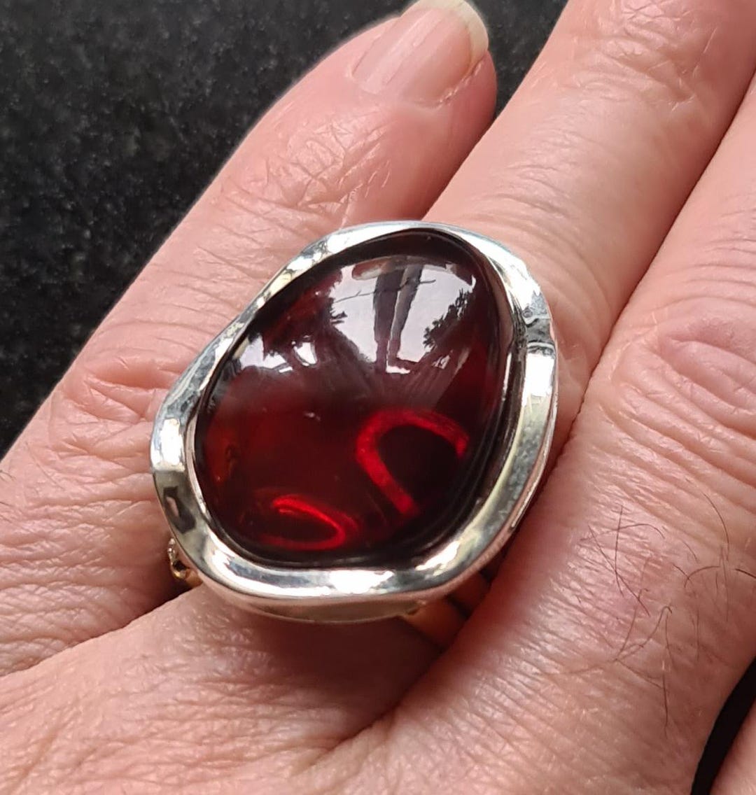 Adjustable Large Chunky Sterling Silver and Baltic Cherry Amber ...