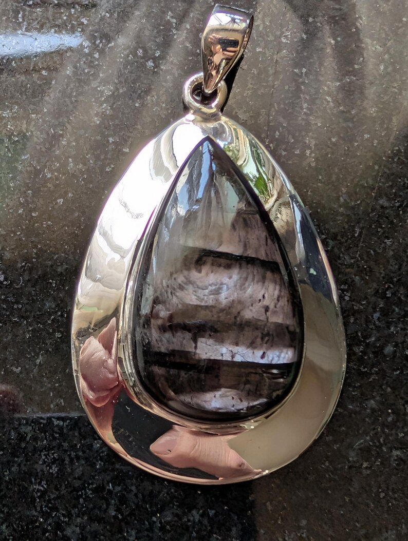 Luminous and Velvety Sterling Silver and Hypersthene Pendant 15.0g ...