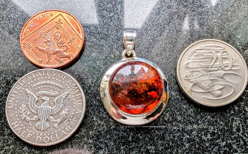 Sterling Silver and Baltic Amber Circle Pendant Amber Taurus Birthstone ...
