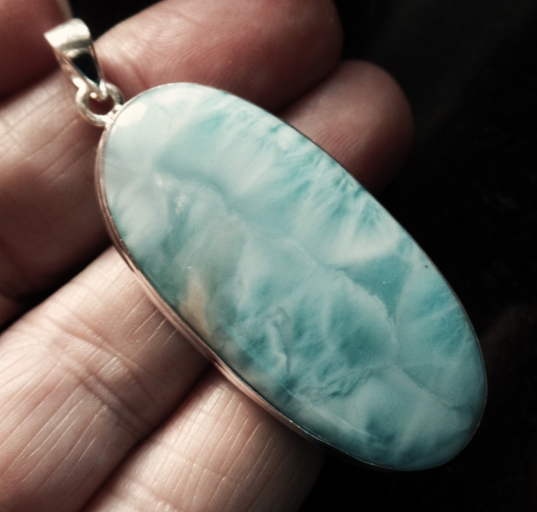 Sterling Silver and Dominican Larimar Pendant 15.6g Atlantis Stone ...