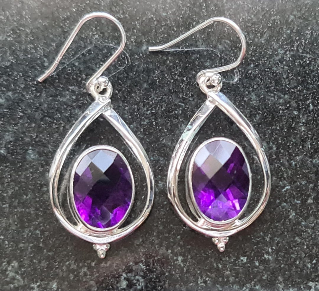 Sterling Silver and Deep Purple African Amethyst Earrings February ...