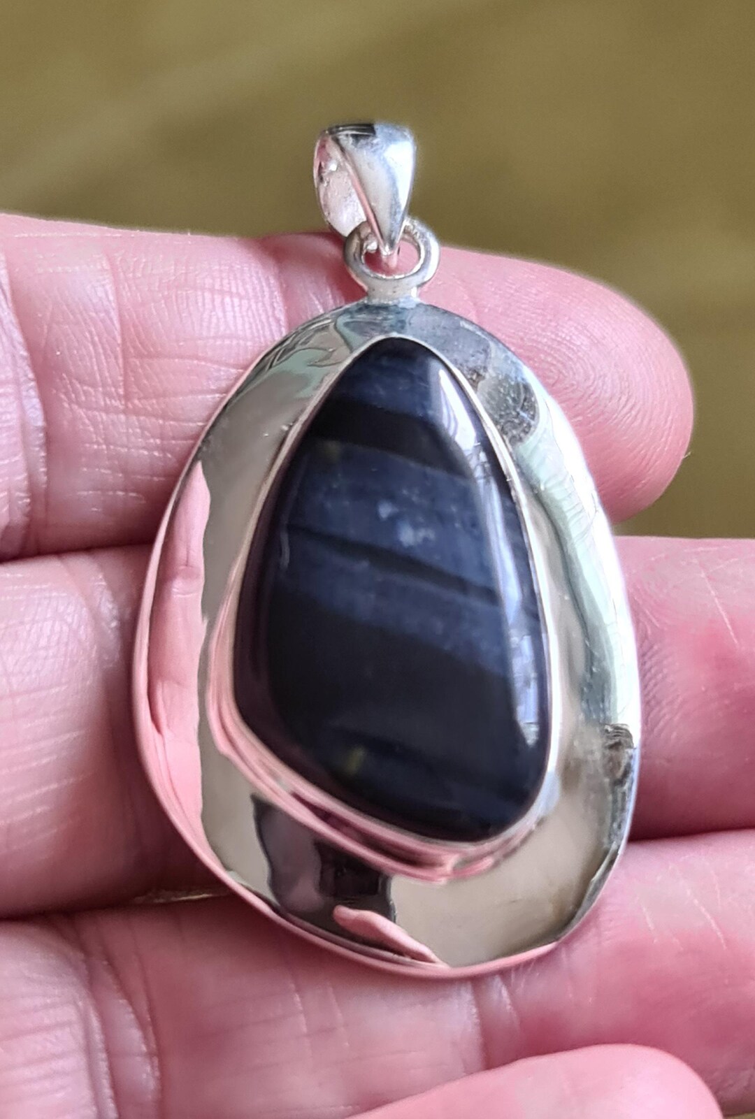 Rare Sterling Silver and Hawks Eye Pendant 13.8g Stone for Gemini ...