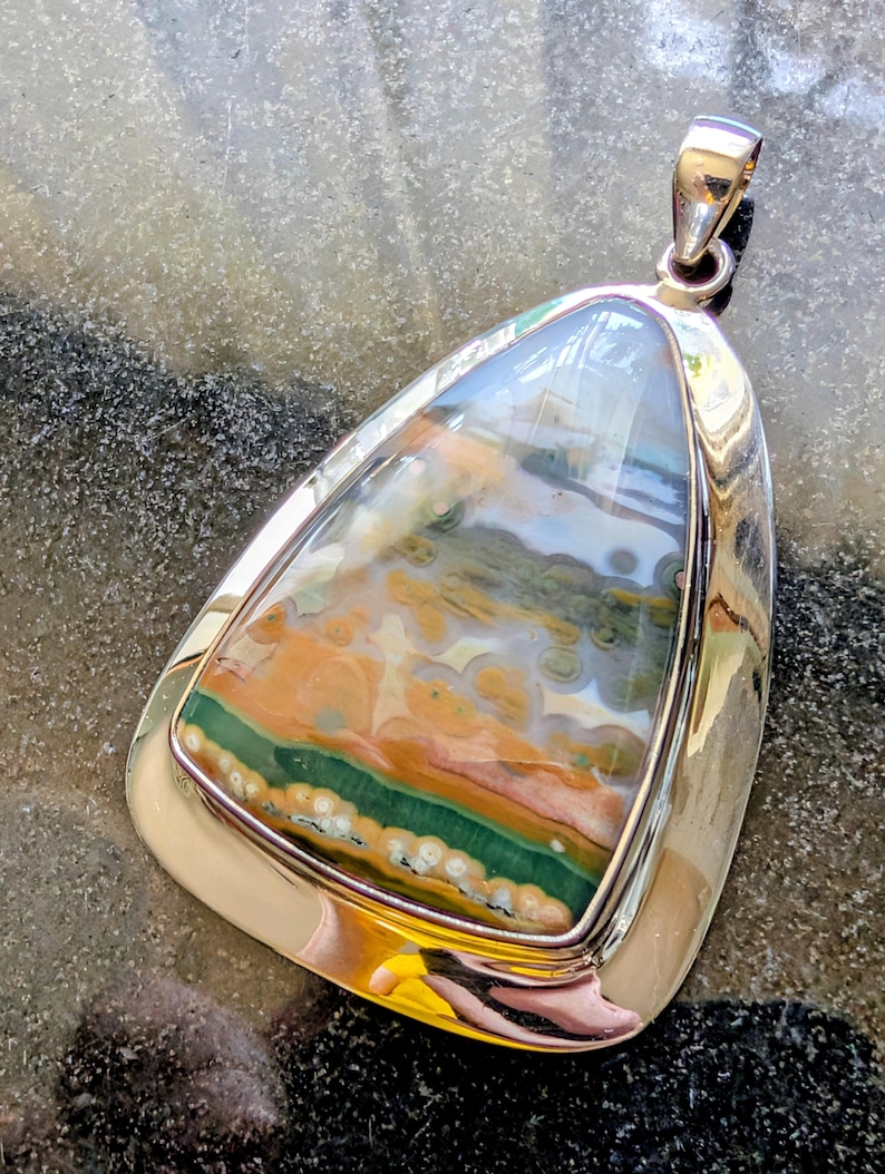 Giant Chunky Striking and Exotic Sterling Silver and Madagascar Ocean ...