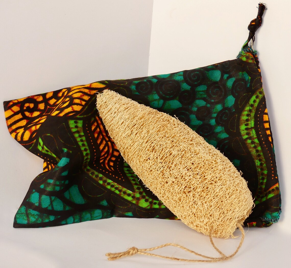 Natural Loofah Exfoliating Body Scrubber With Cotton Travel Bag - Etsy UK