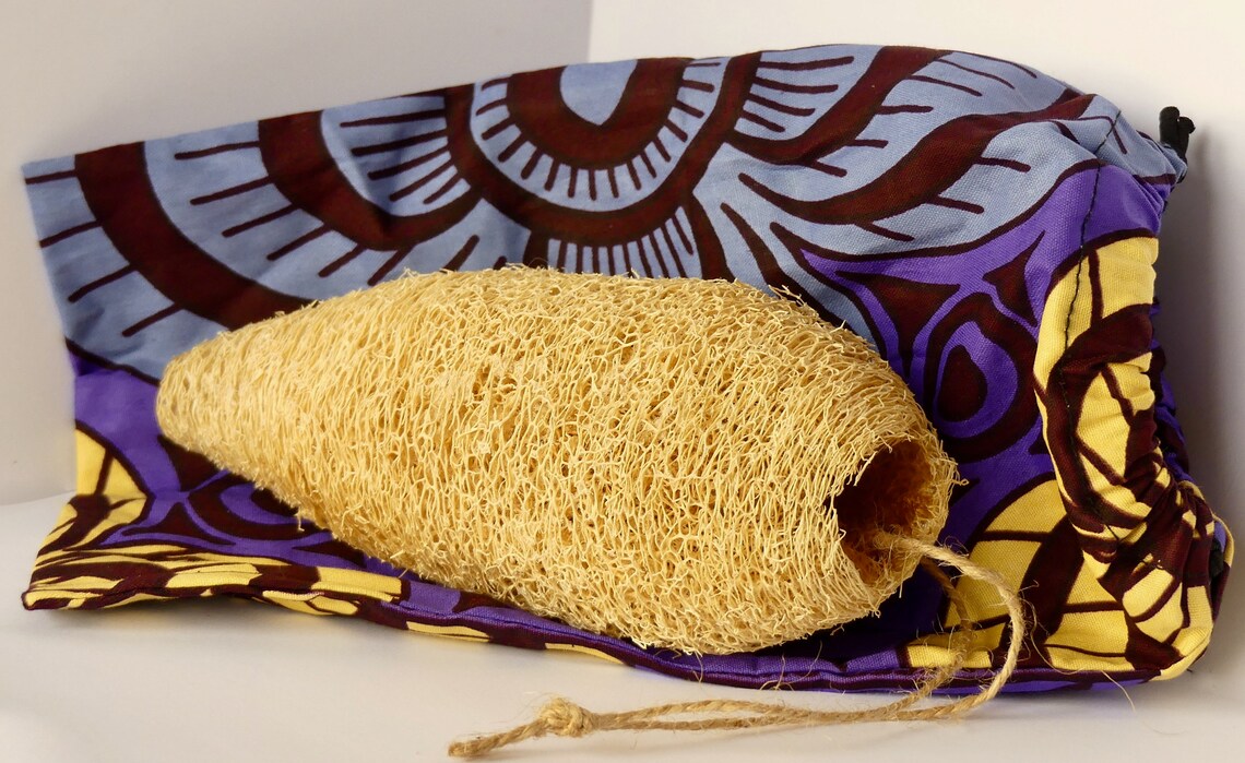 Natural Loofah Exfoliating Body Scrubber With Cotton Travel Bag - Etsy UK