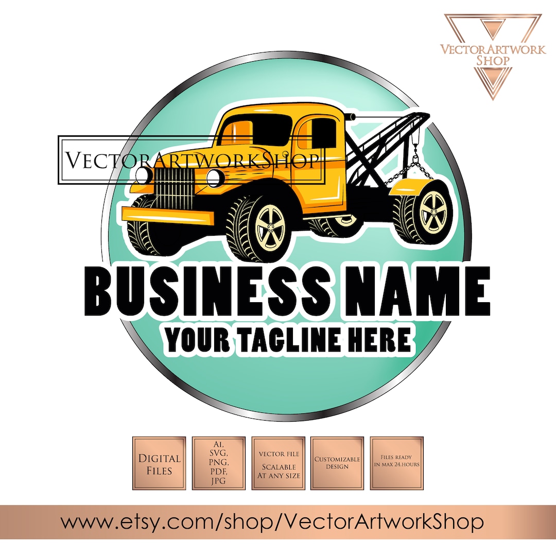 Towing Truck Logo, Vintage Car Branding Design, Tow Truck Svg File ...