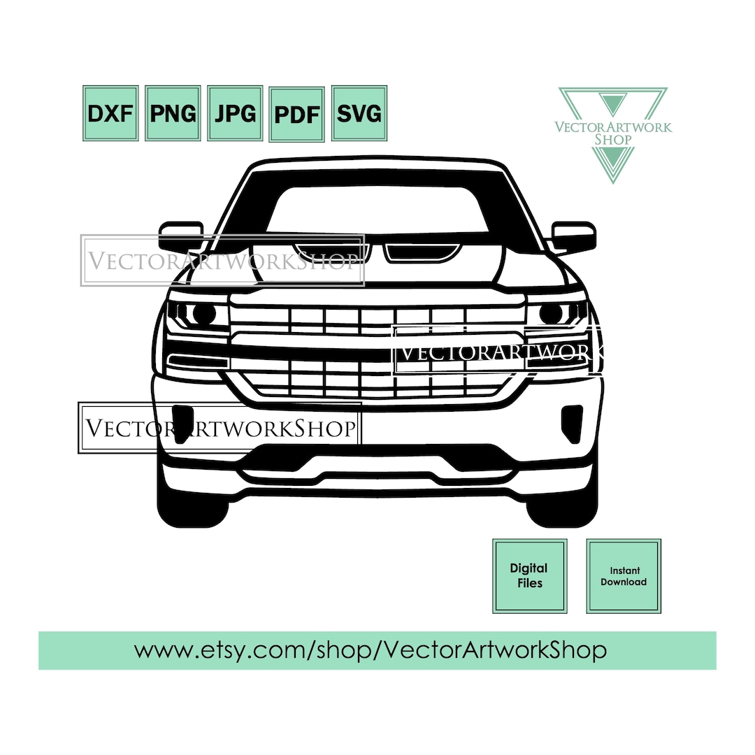 Chevy Silverado 1500 3rd Gen, American Pickup Car Silhouette, Instant ...