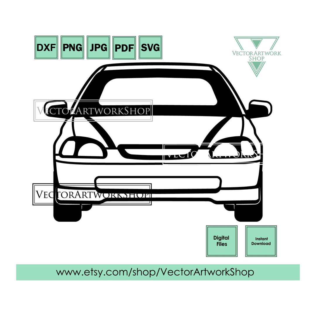 Civic Type R EK9 Car ,svg Front Japanese Design, Sport Car Vector, 1997 ...