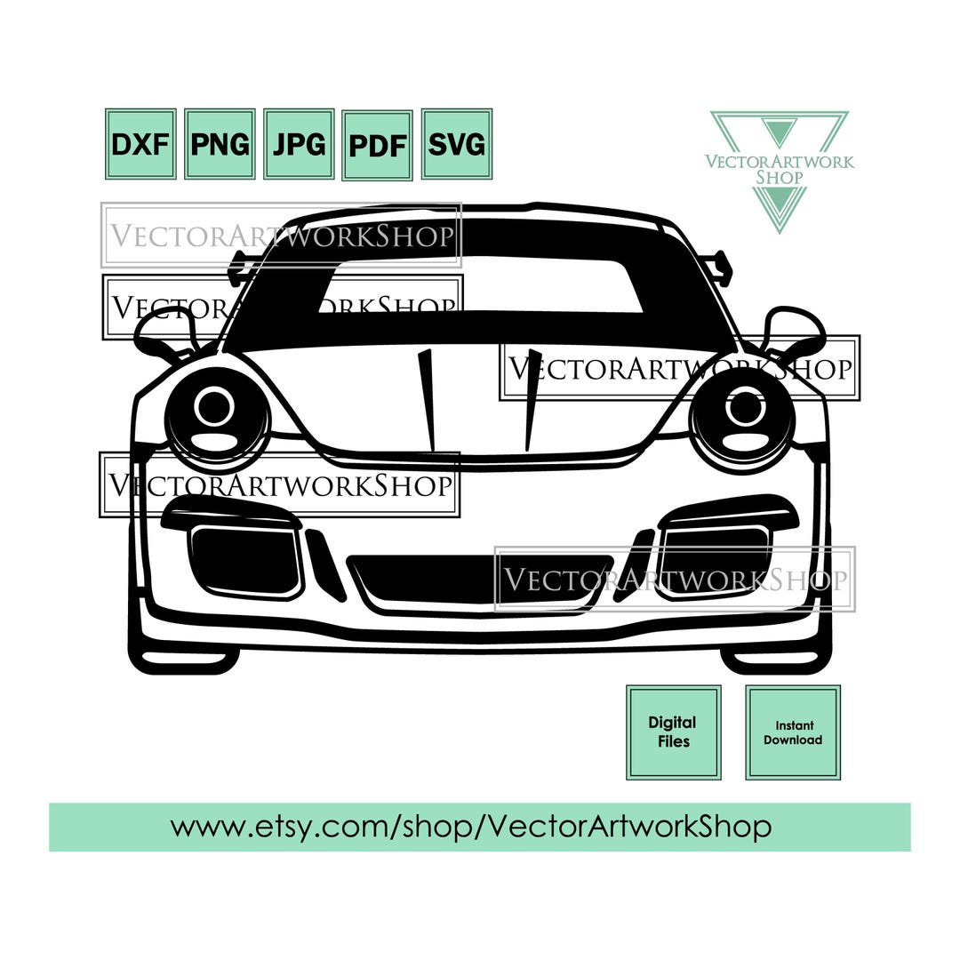 Gt3 Car Rs Svg, 911 Front View Sport German Design Vector Car, Instant ...