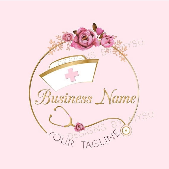 Custom Logo Design Flowers Nurse Logo Cute Stethoscope Logo - Etsy