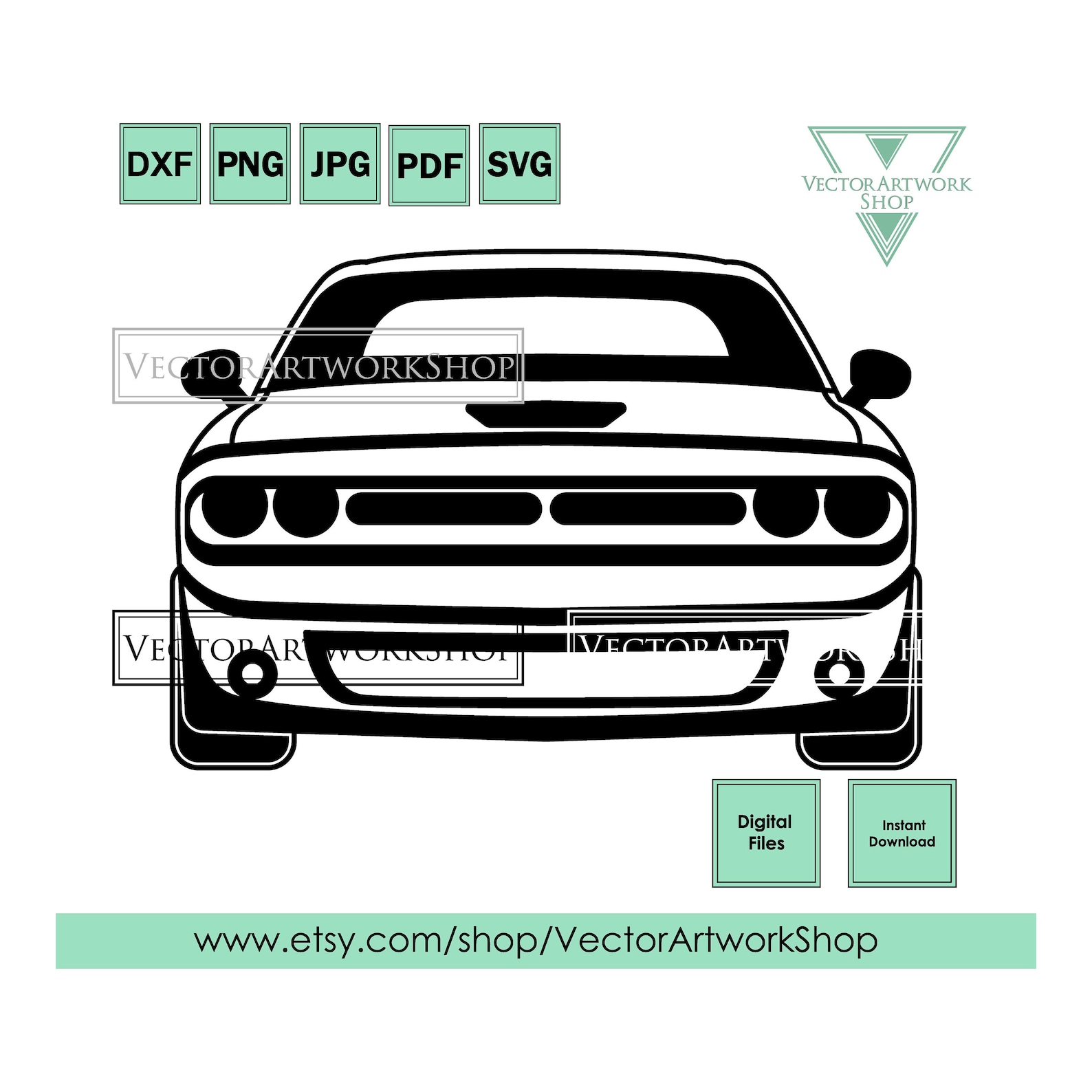 Challenger Hellcat 3rd Gen Svg, American Muscle Car, Silhouette ...