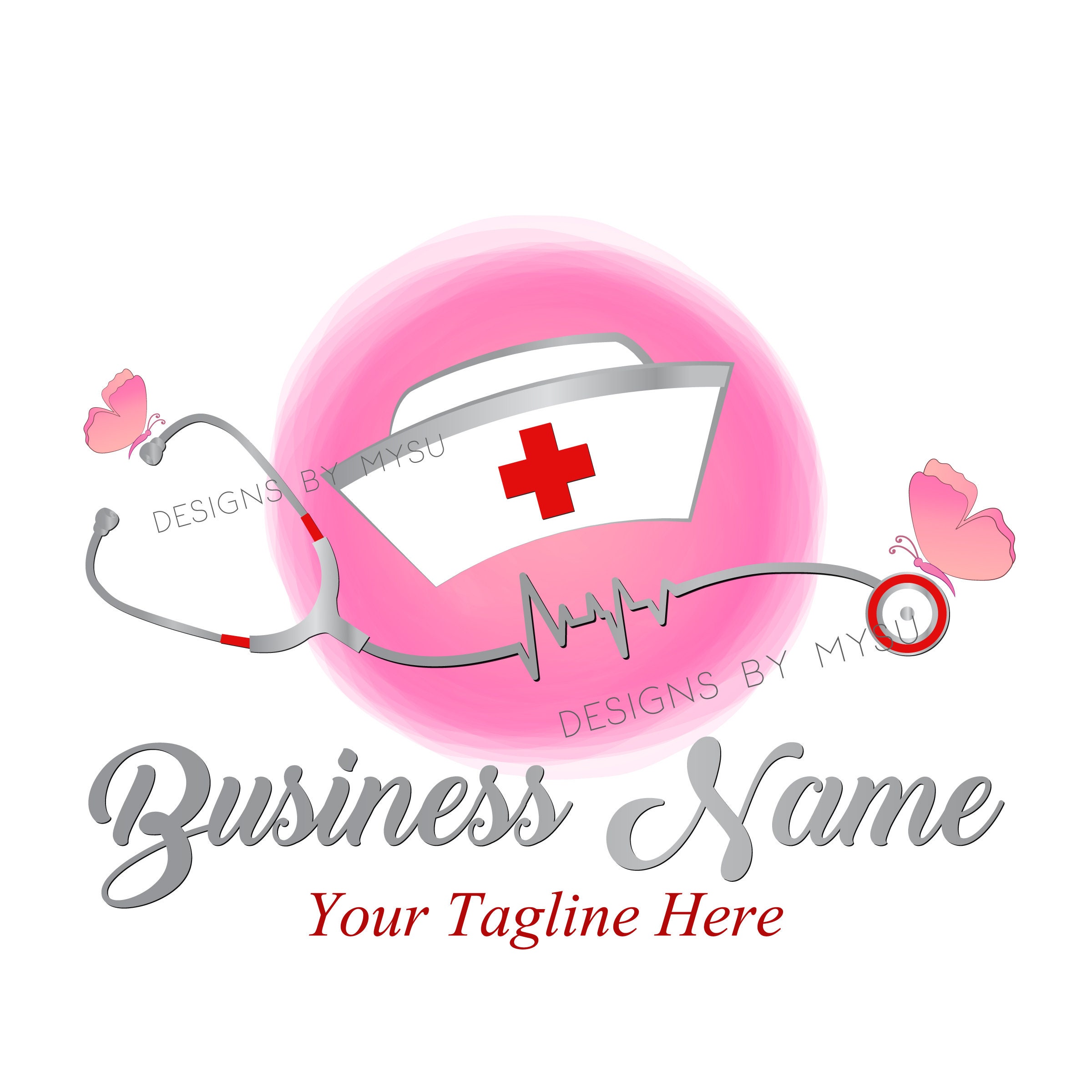 Custom Logo Design, Nurse Logo, Scrubs Logo, Cute Stethoscope Logo ...