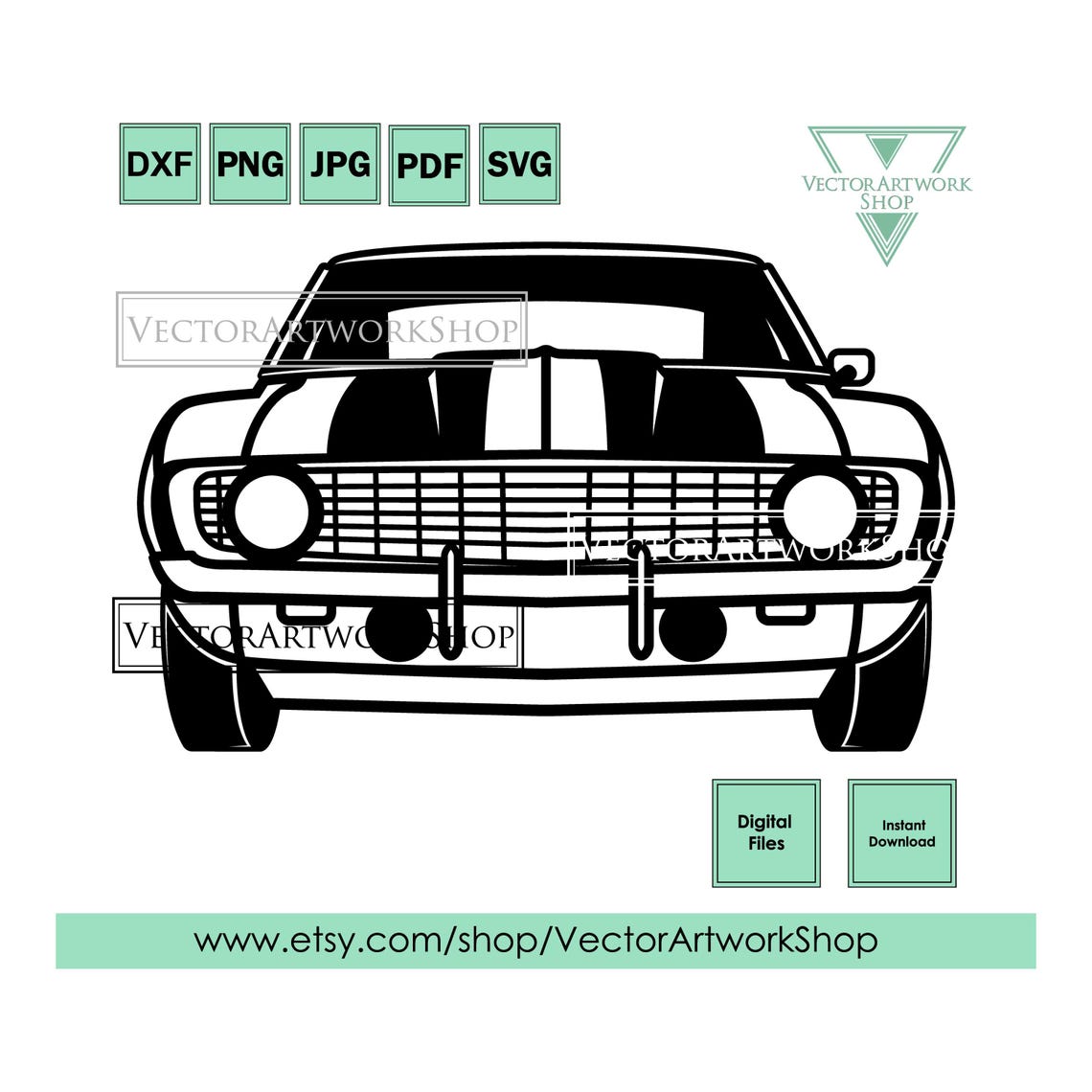 Camaro First Gen Zl1, American Muscle Car COPO Vector, Silhouette Front ...