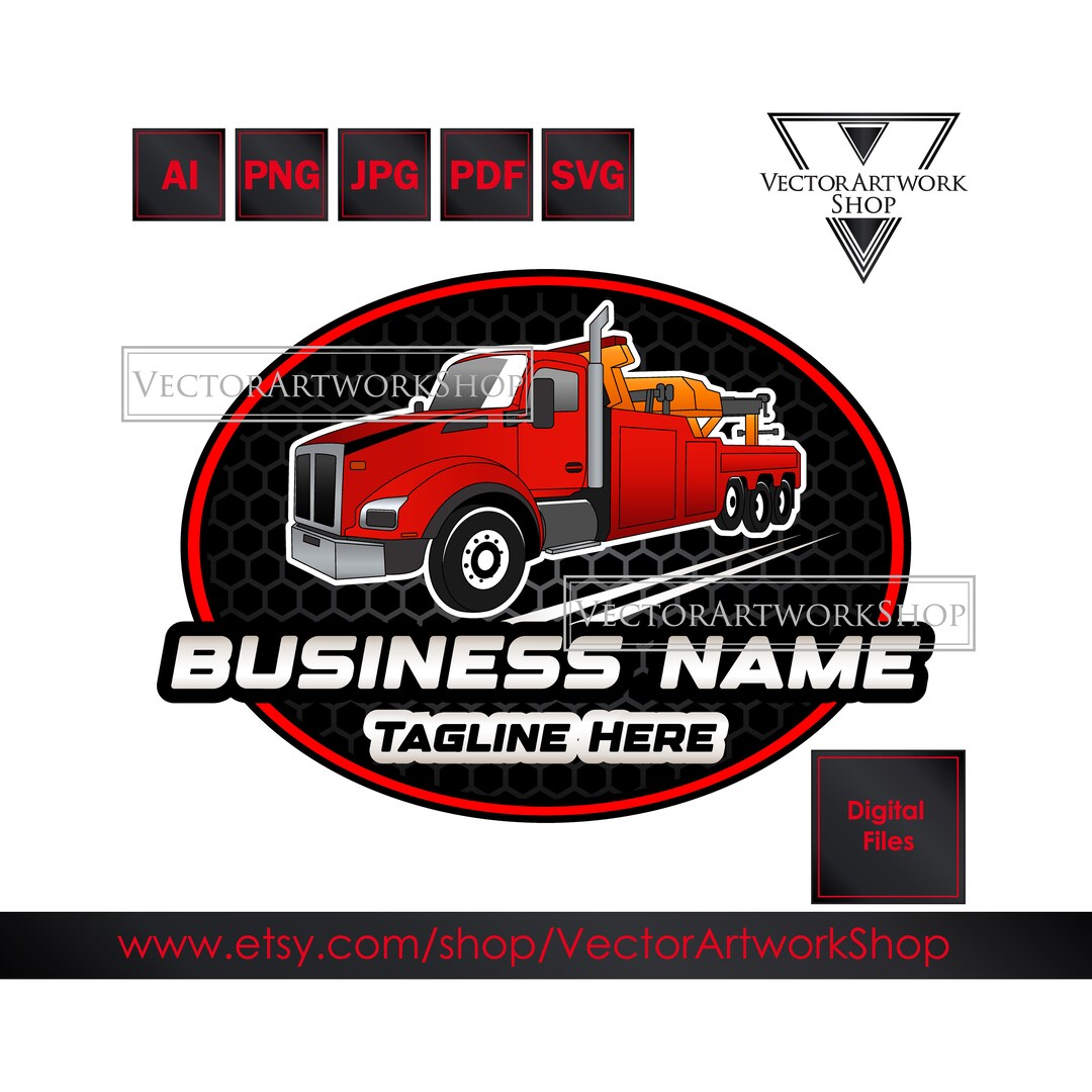 Towing Truck Logo, Recovery Heavy Duty Logo, Roadside Assistance Logo ...