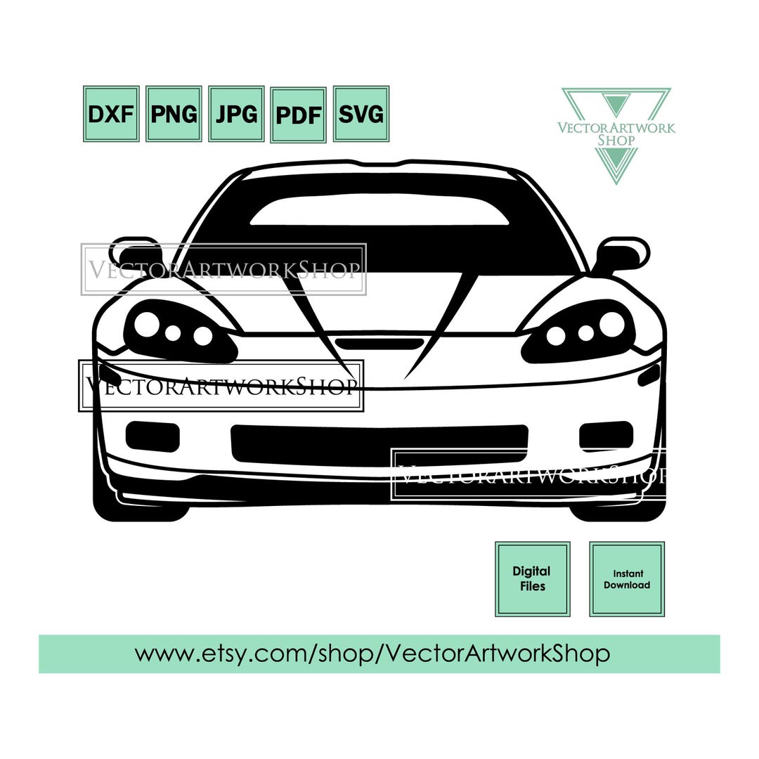 Corvette C6 Z06 Svg, American Muscle Car Vector 2005-2013, Clip Art ...