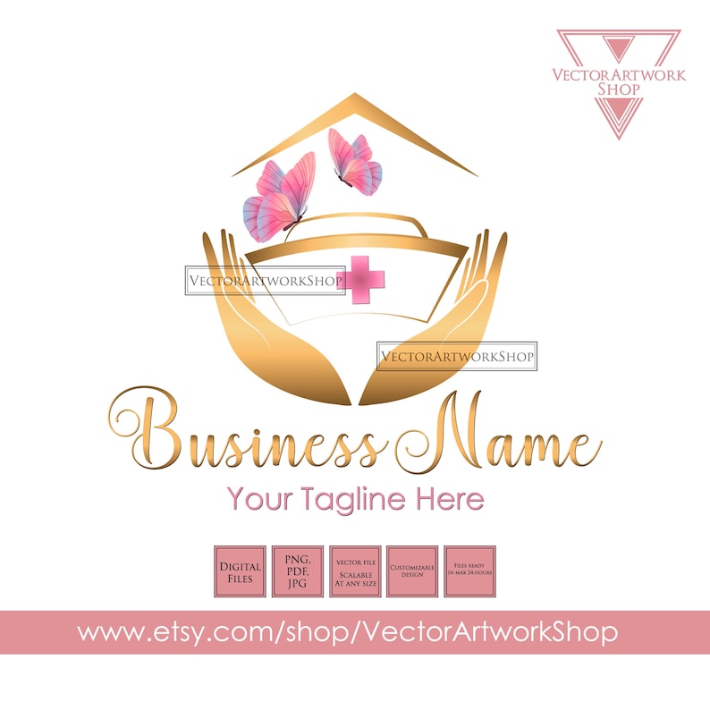Nurse & Butterfly Logo Design: Home Care Branding (digital Files) - Etsy