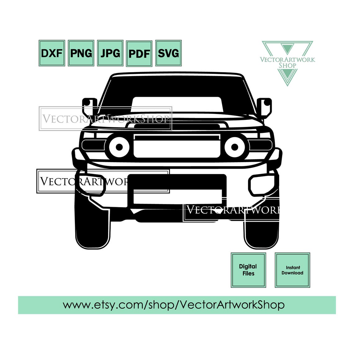 Fj Cruiser Off-road Svg, Suv Front View, Clip Art Graphic Art Instant ...