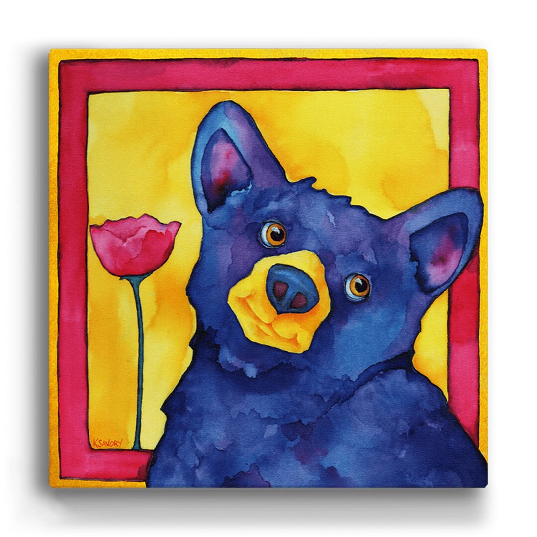 Whimsical Bear Watercolor Print on Metal, Can Be Hung Inside or Outside ...