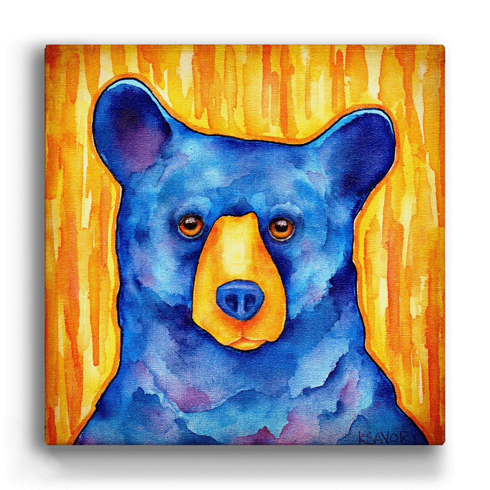 Whimsical Blue Bear Watercolor Print on Metal, Can Be Hung Indoors or ...