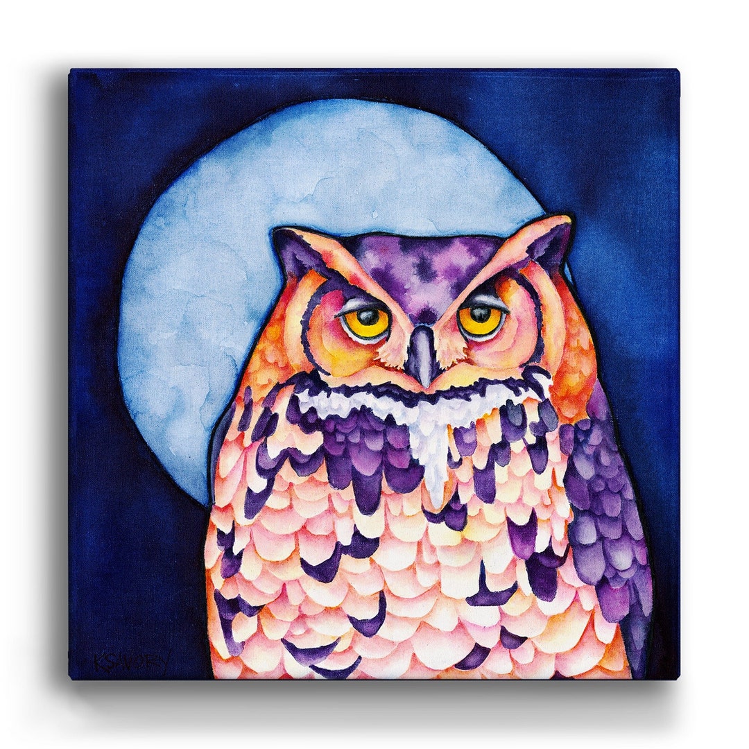 Whimsical Owl Art Print on Metal, Can Be Hung Inside or Outside ...