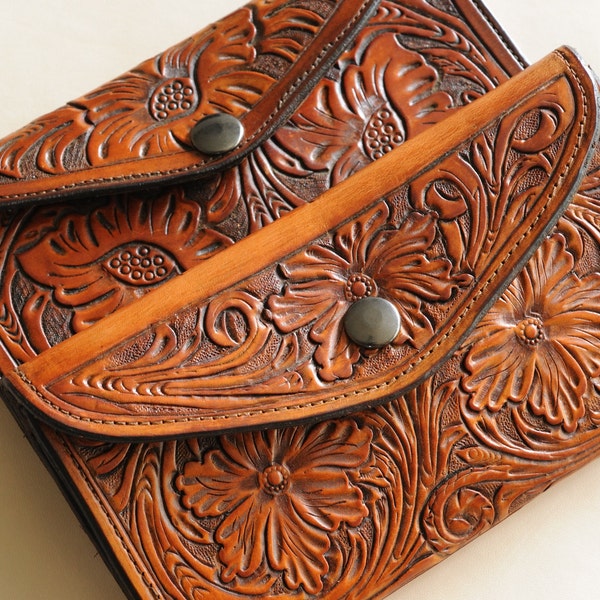 Leather Tooled Wallet - Etsy