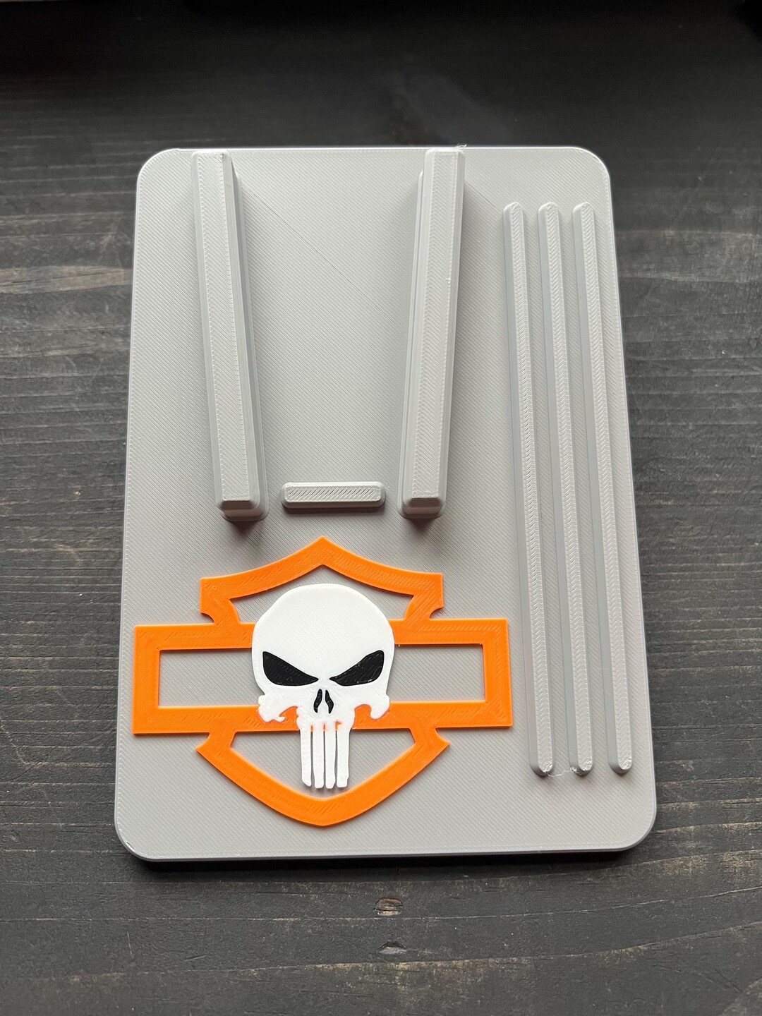 Harley Davidson Emblem Punisher Gray Style Motorcycle Kickstand Plate ...