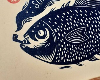 Fish Lino Print - Etsy