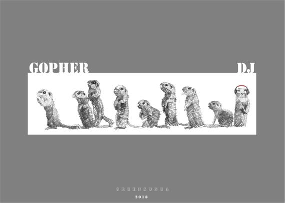 Gopher Gopher print Gopher-DJ PRINTABLE art animal art | Etsy