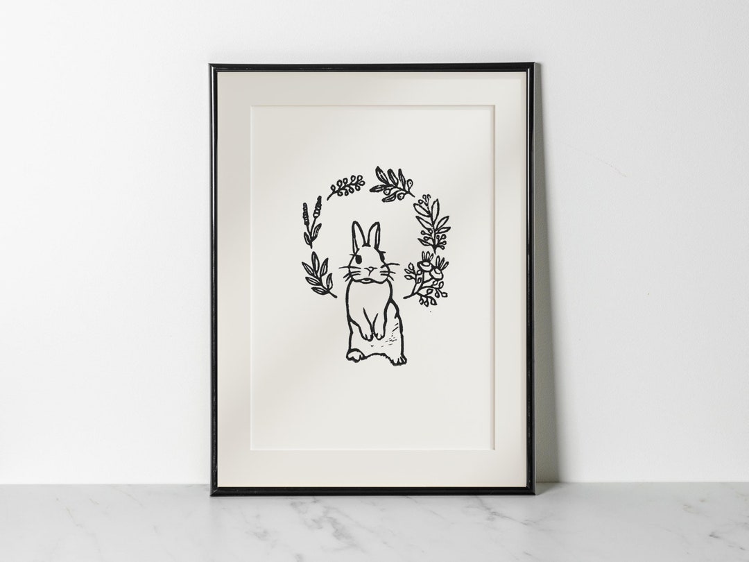9x12 Block Print: Rabbit - Etsy