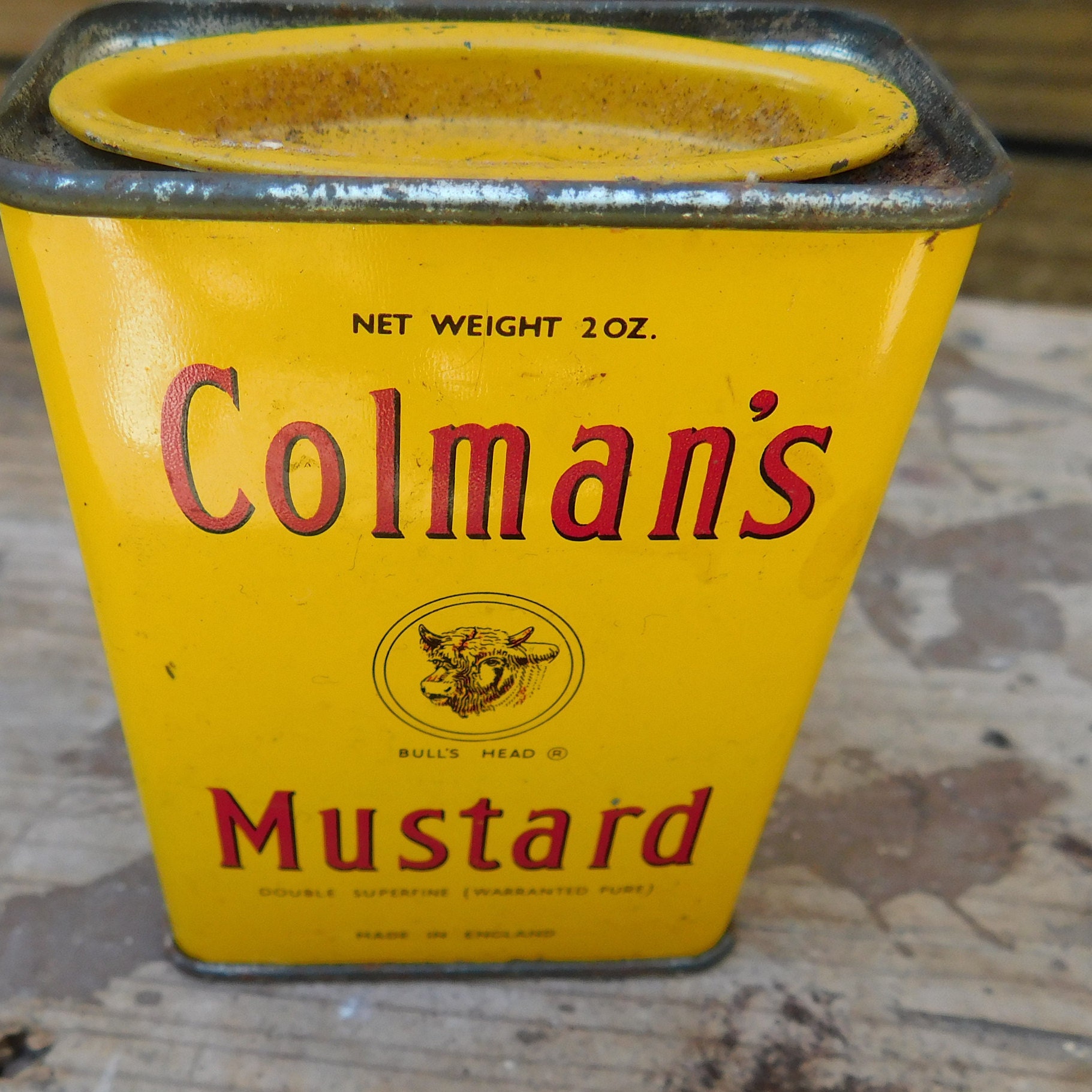 Colman's Mustard Tin, Mustard Tin, Yellow Tin, Kitchen Decor, Vintage ...