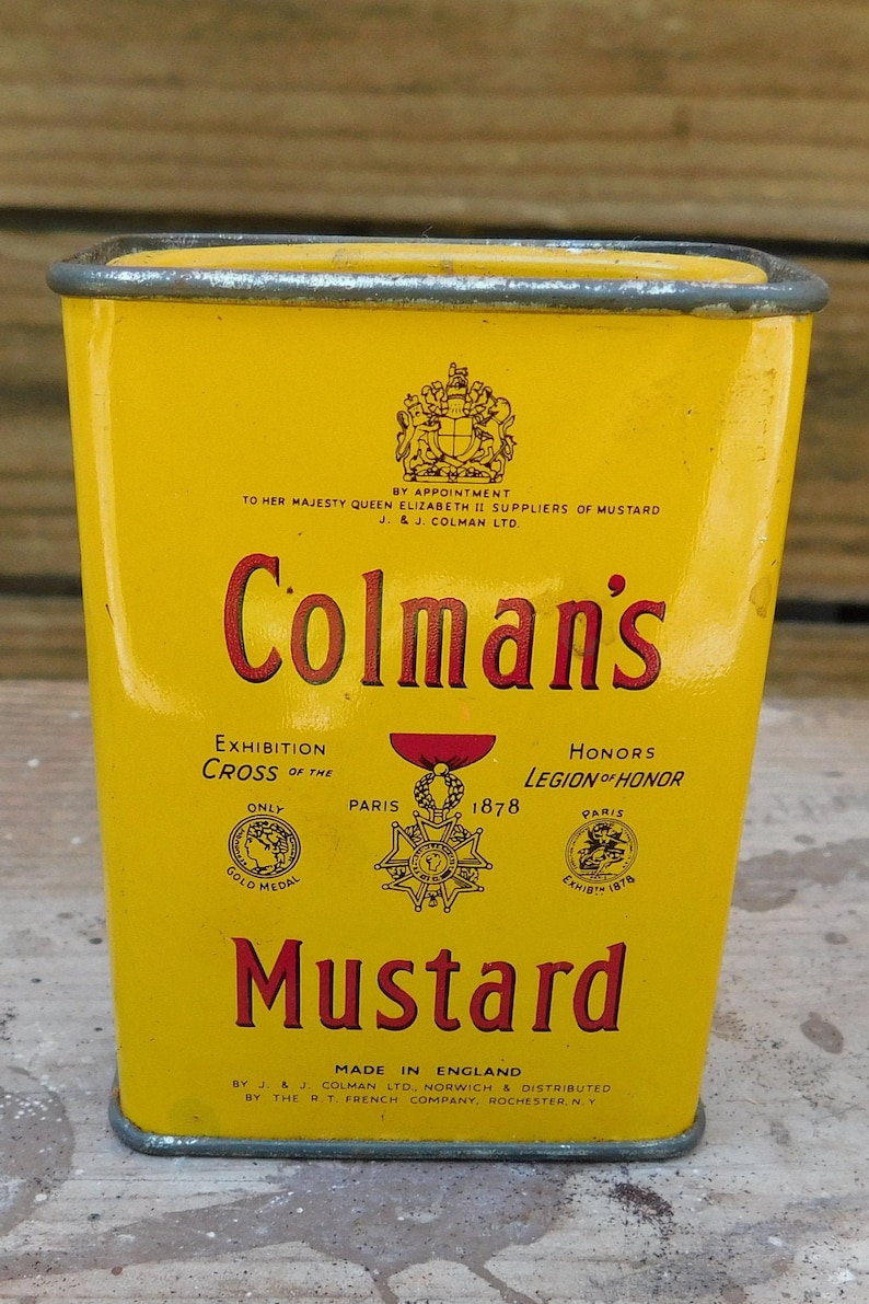 Colman's Mustard Tin, Mustard Tin, Yellow Tin, Kitchen Decor, Vintage ...
