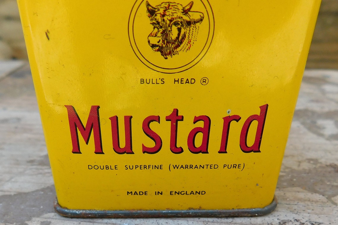 Colman's Mustard Tin, Mustard Tin, Yellow Tin, Kitchen Decor, Vintage ...