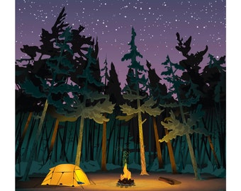 Campfire Print | Etsy