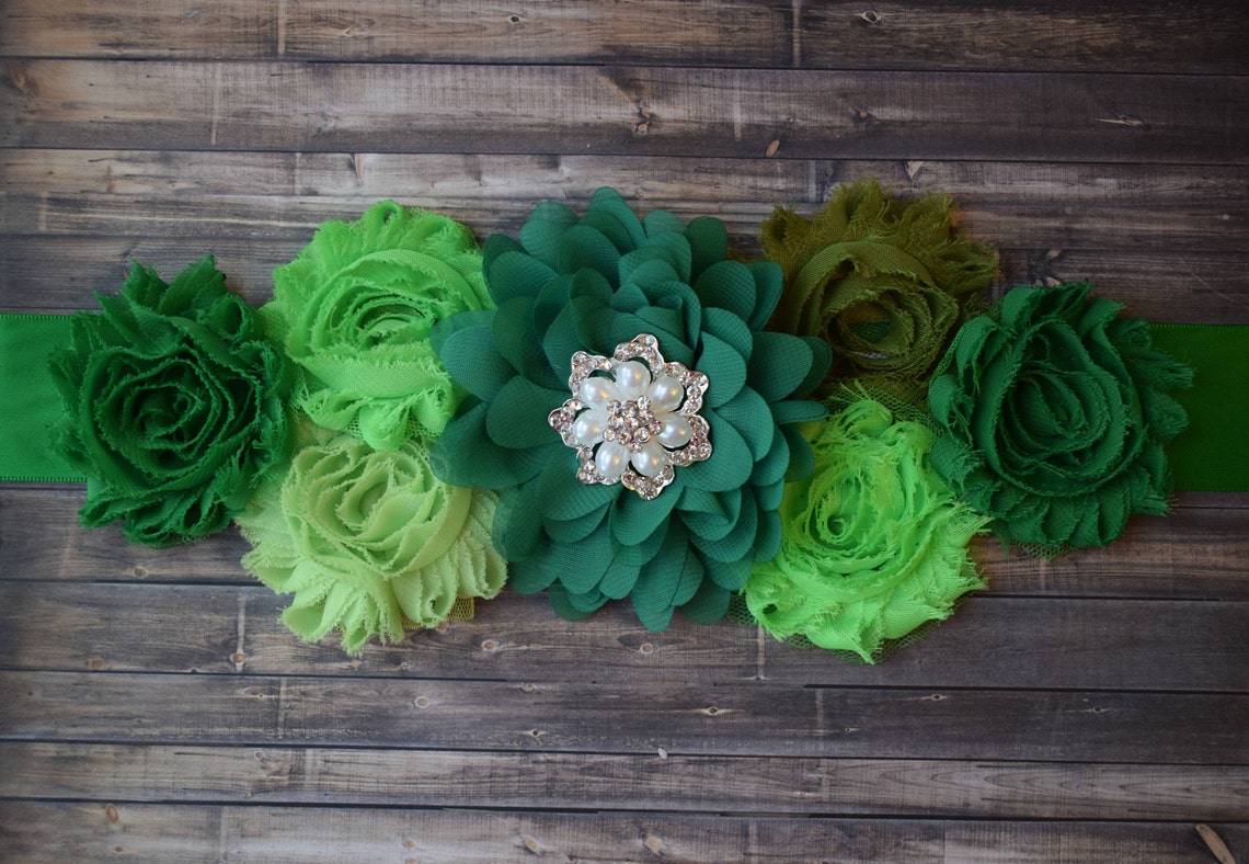 Green Maternity Sash, Green Belly Sash, Baby Shower Sash, Green Baby ...