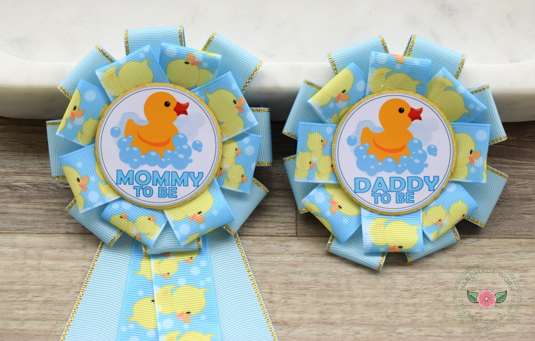 Blue Rubber Ducky Baby Shower, Boy Parent Corsage Pins, Mommy to Be ...