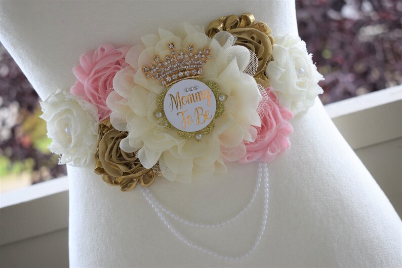 Gold Pink Ivory Maternity Sash Champagne Belly Sash Vintage - Etsy