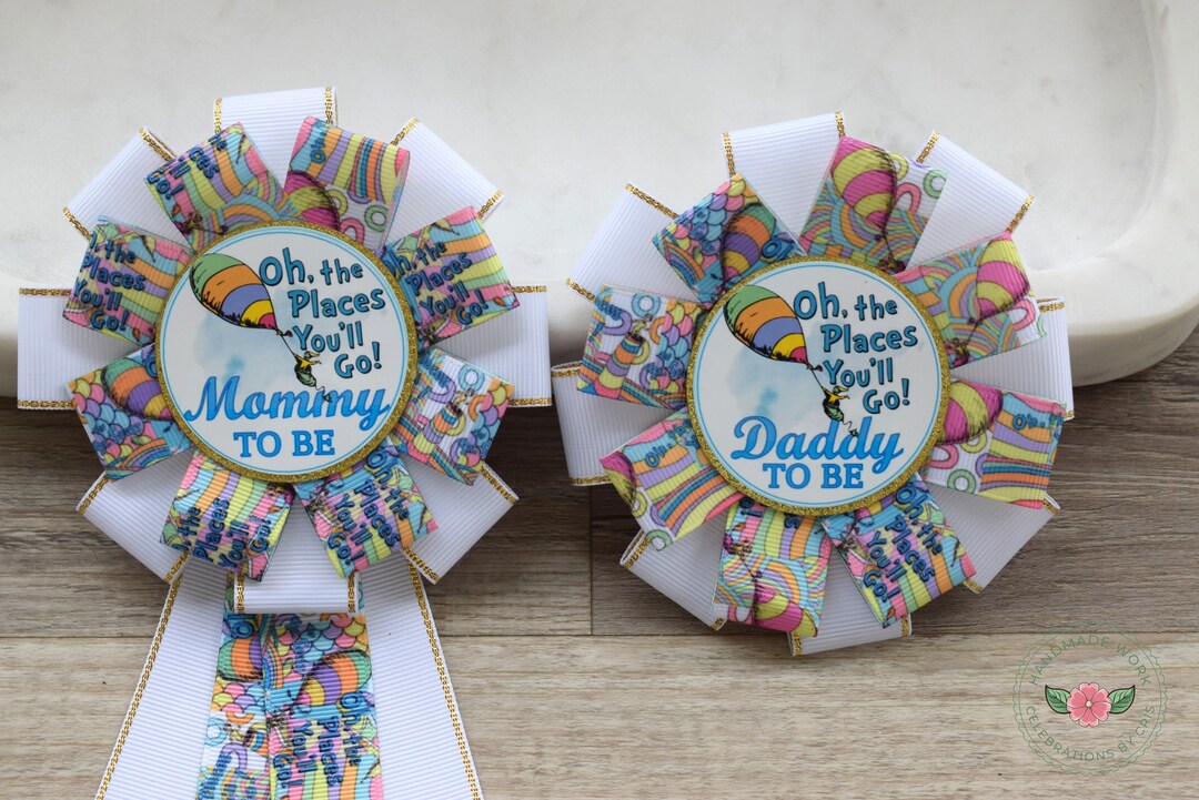 Place You Will Go Baby Shower, Parent Corsage Pins, Mommy to Be Ribbon ...