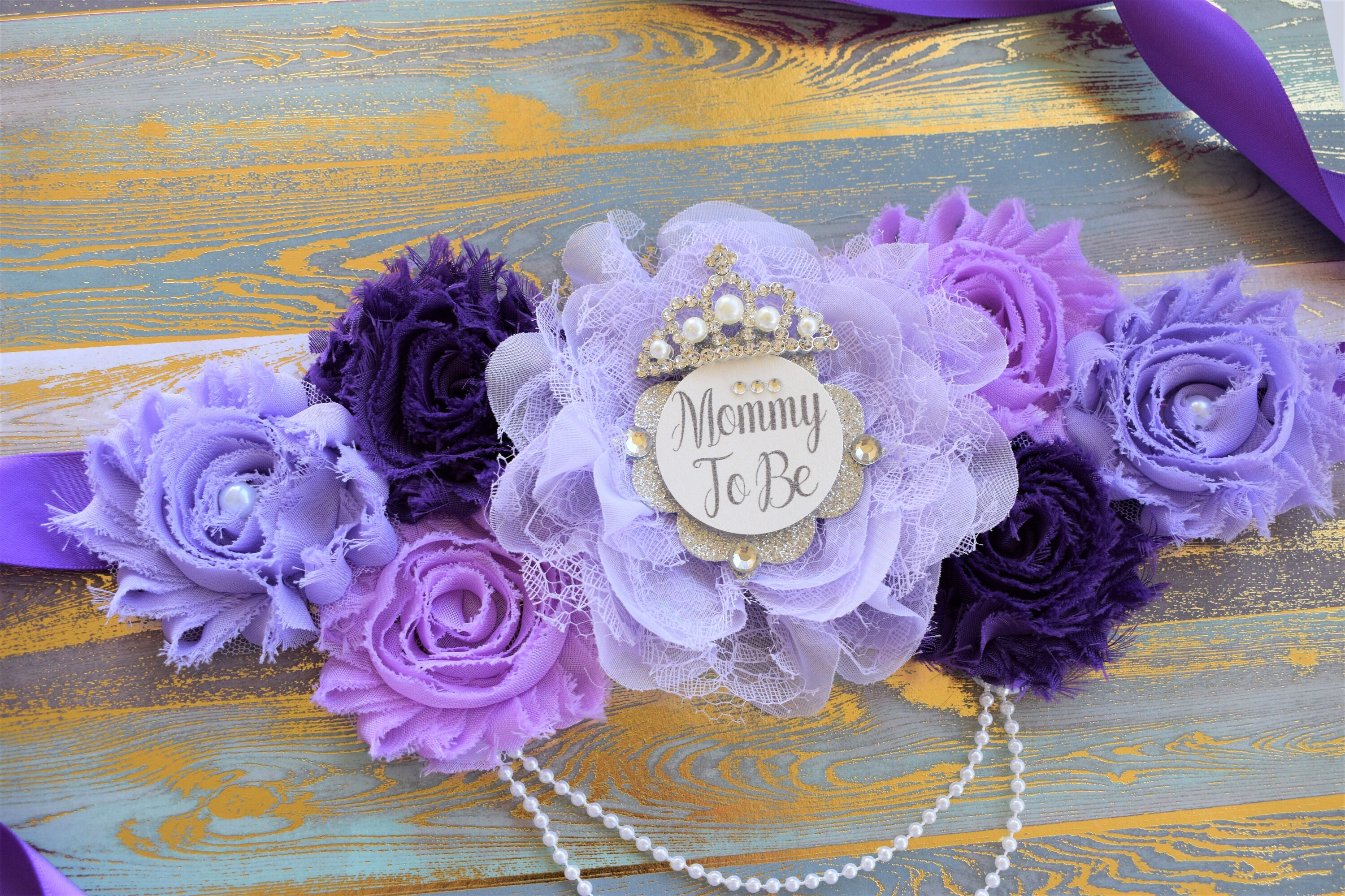 Lavender Purple Maternity Sash, Lilac Flower Belly Sash, Girl Purple ...