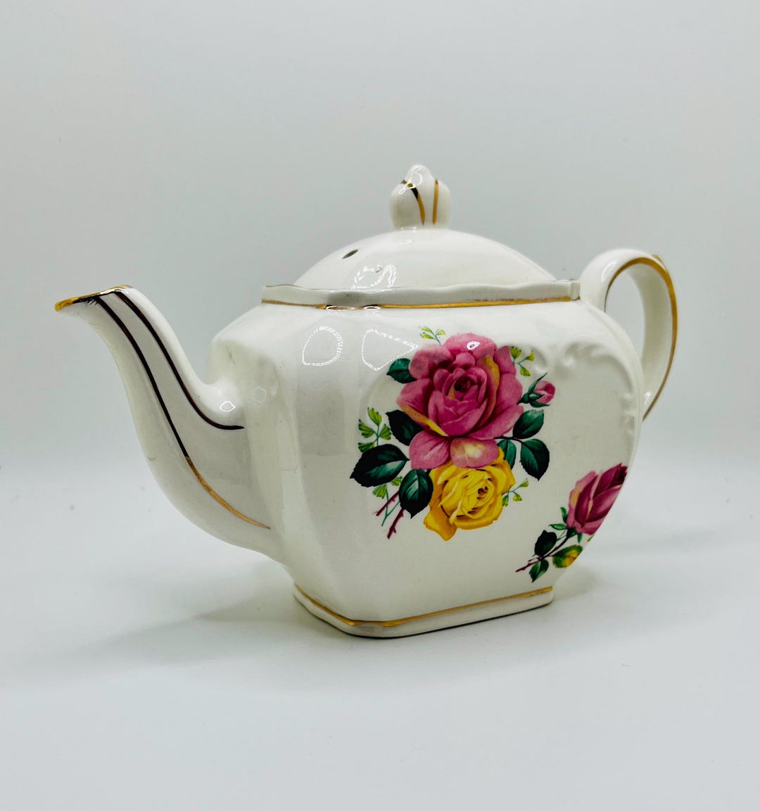 Sale! Vintage Sadler Mini Cube Teapot With English Pink and Yellow ...