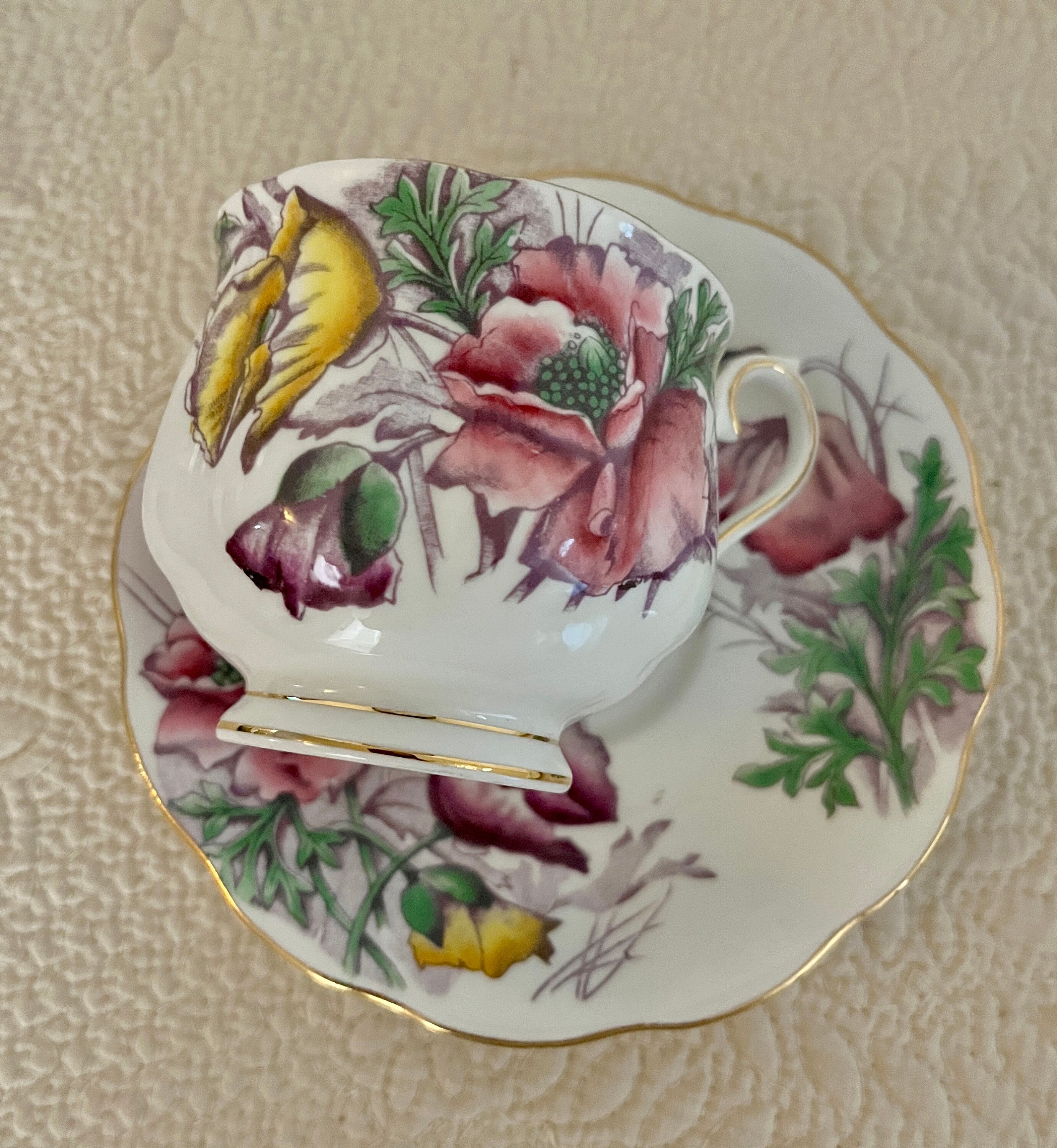 Royal Albert Flower of the Month Series poppy Teacup Trio - Etsy