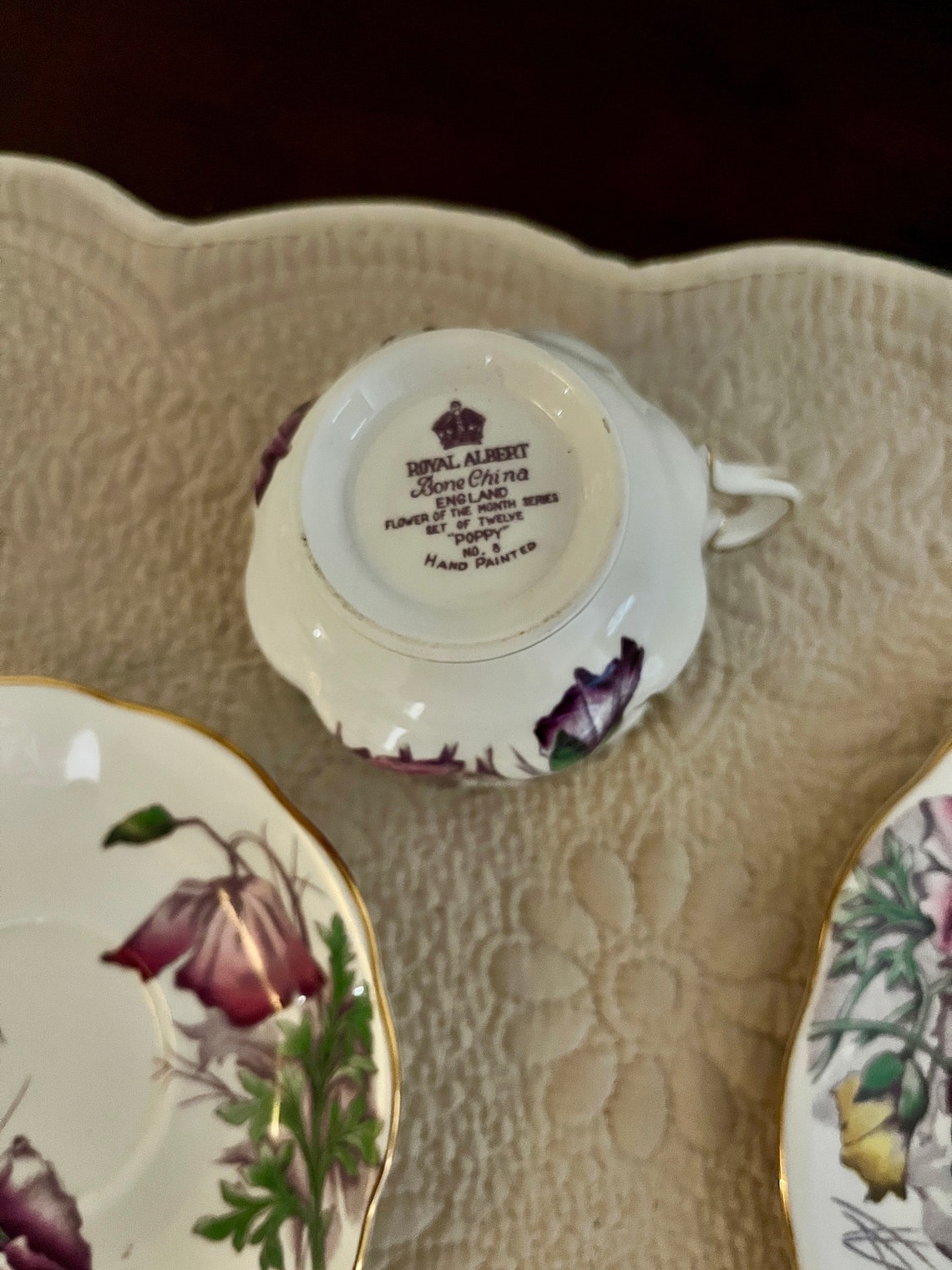 Royal Albert Flower of the Month Series poppy Teacup Trio - Etsy