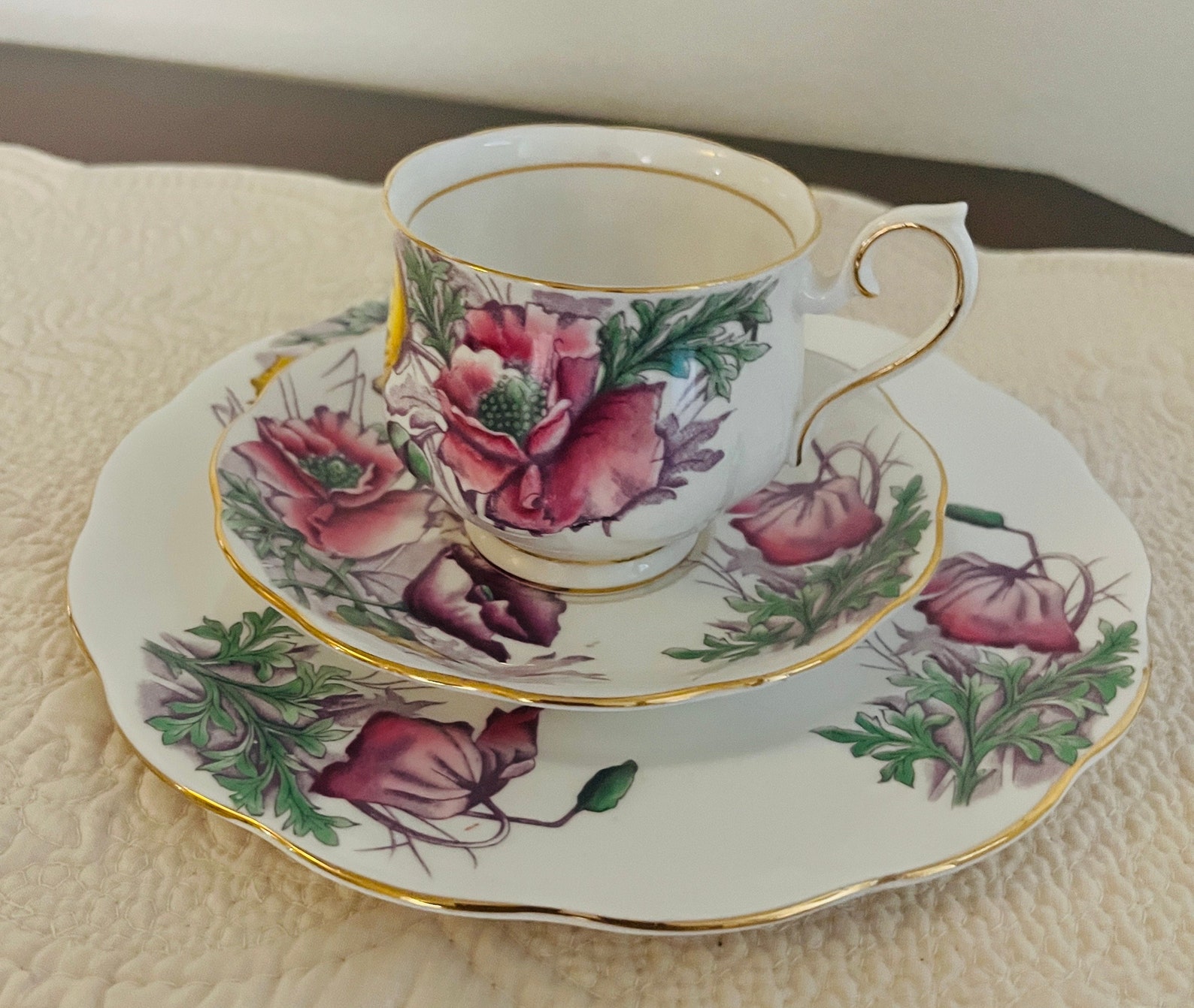 Royal Albert Flower of the Month Series poppy Teacup Trio - Etsy