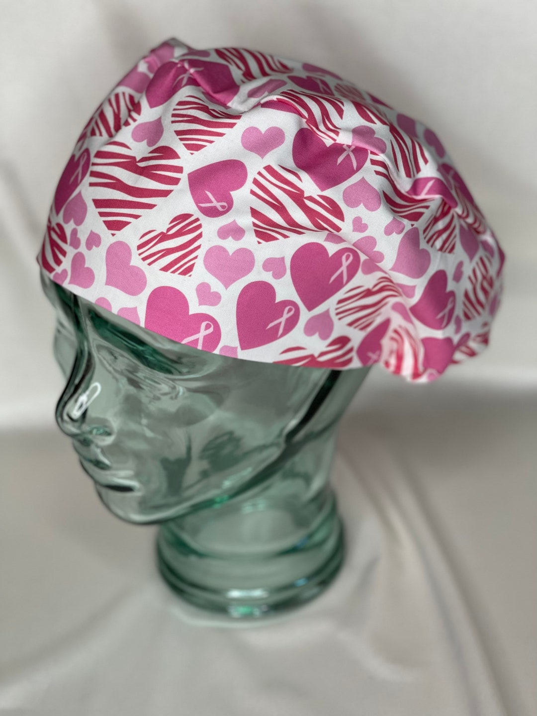 Pink Tiger Strip Hearts Women’s Scrub Cap - Etsy
