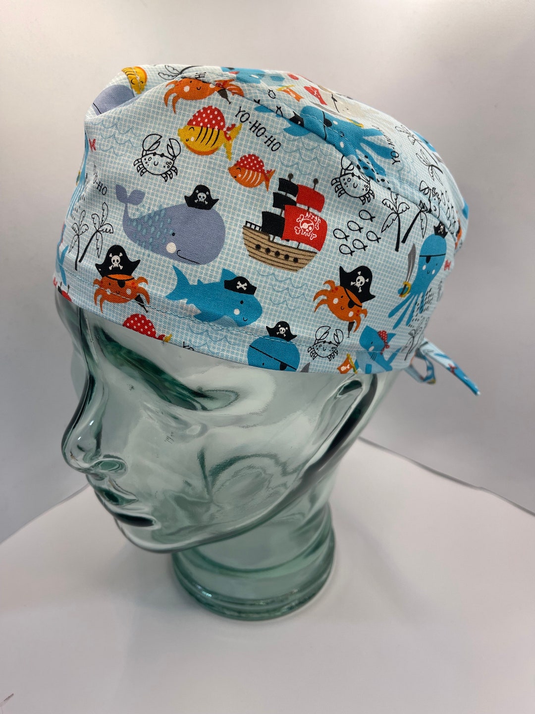 Tie Back - Underwater Pirate Tie Back Scrub Cap - Etsy